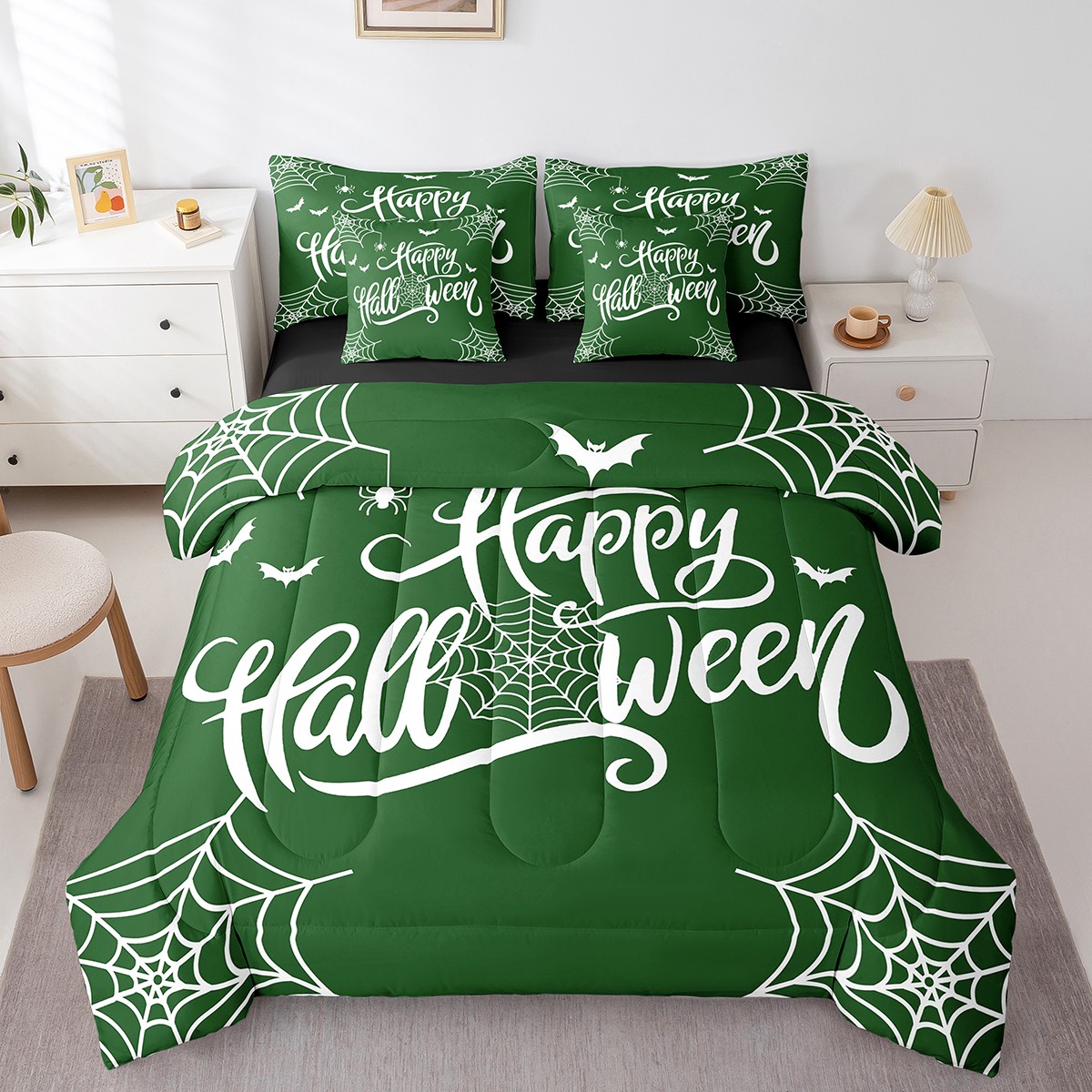 Erosebridal Happy Halloween Bedding Full Size, Spider Web Bed Set ...