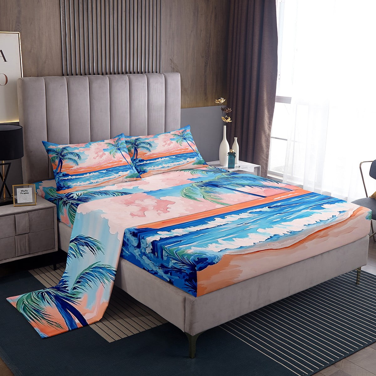 Erosebridal Hawaii Beach Bed Sheets King,Waves Seaside Bedding King ...