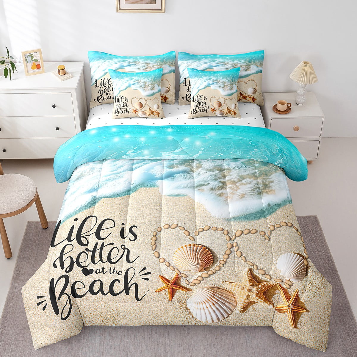 Erosebridal Hawaii Beach Bed in a Bag King size, Blue Ocean Bed Set ...
