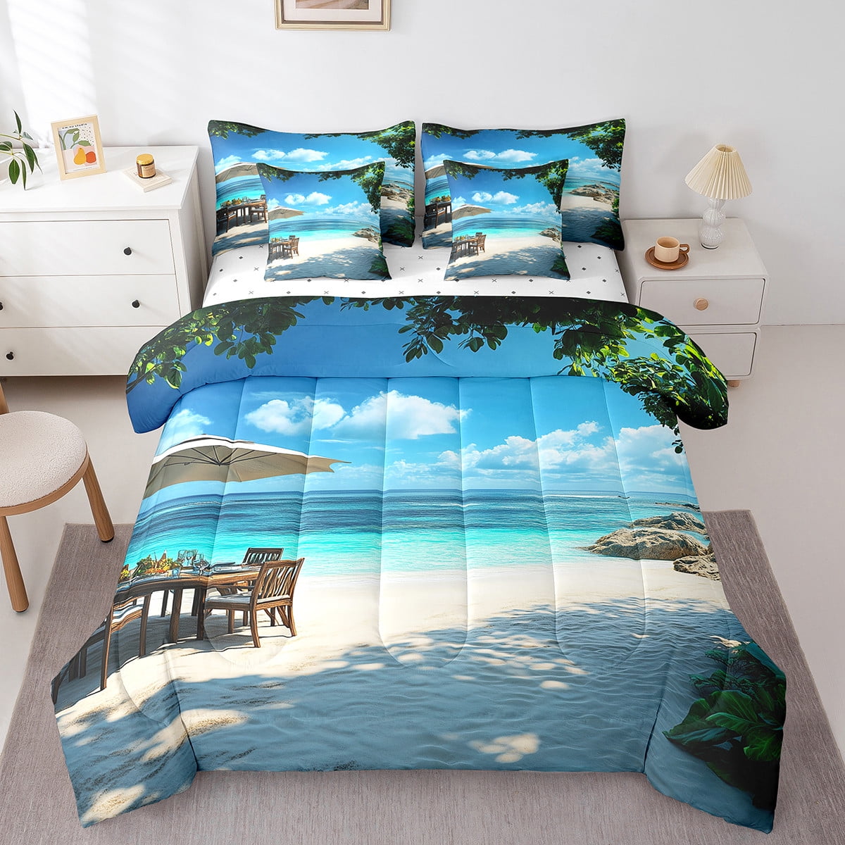Erosebridal Hawaii Beach Bedding Queen Size, Coastal Ocean Bedding Sets ...