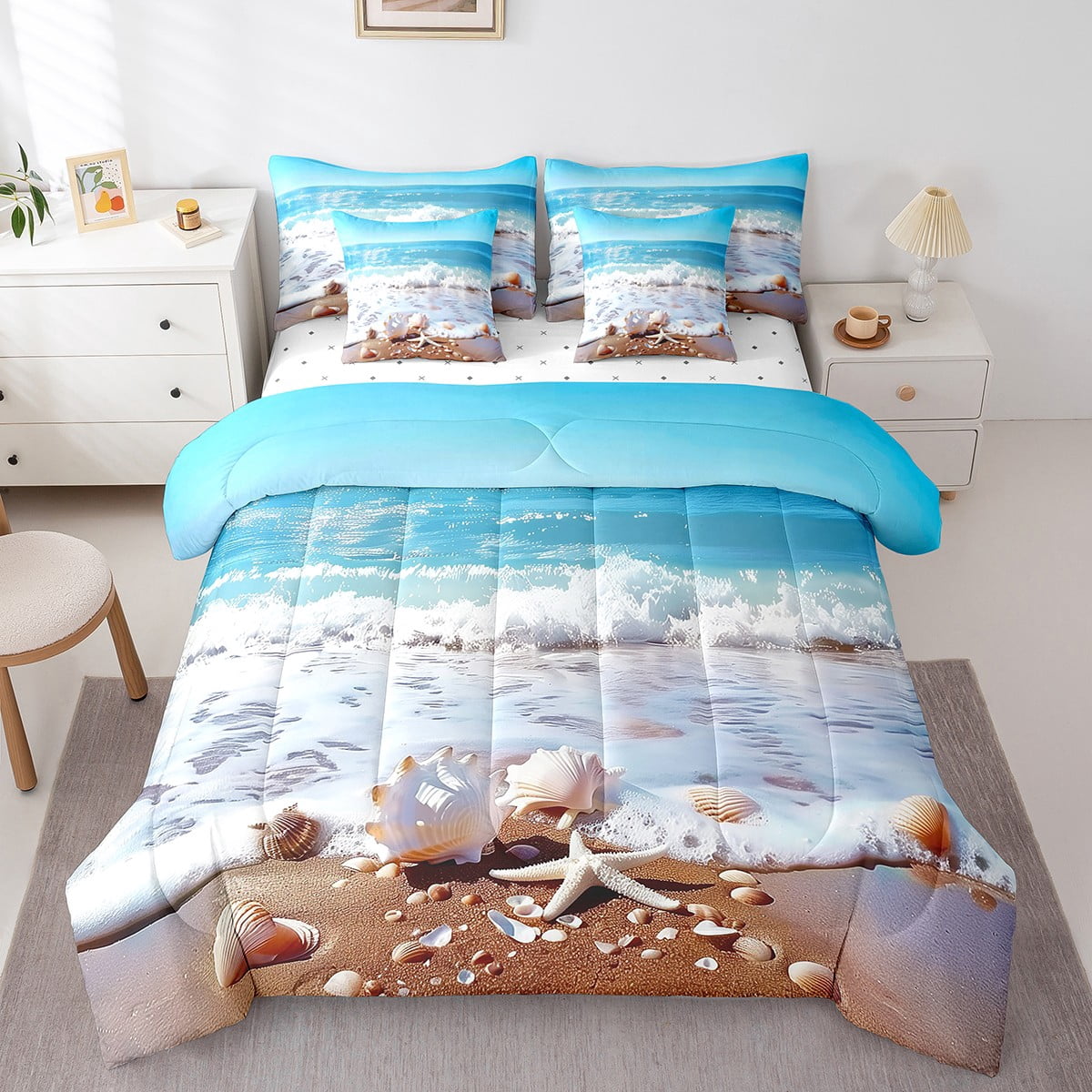 Erosebridal Hawaii Beach Bedding Sets Queen Size, Marine Starfish ...
