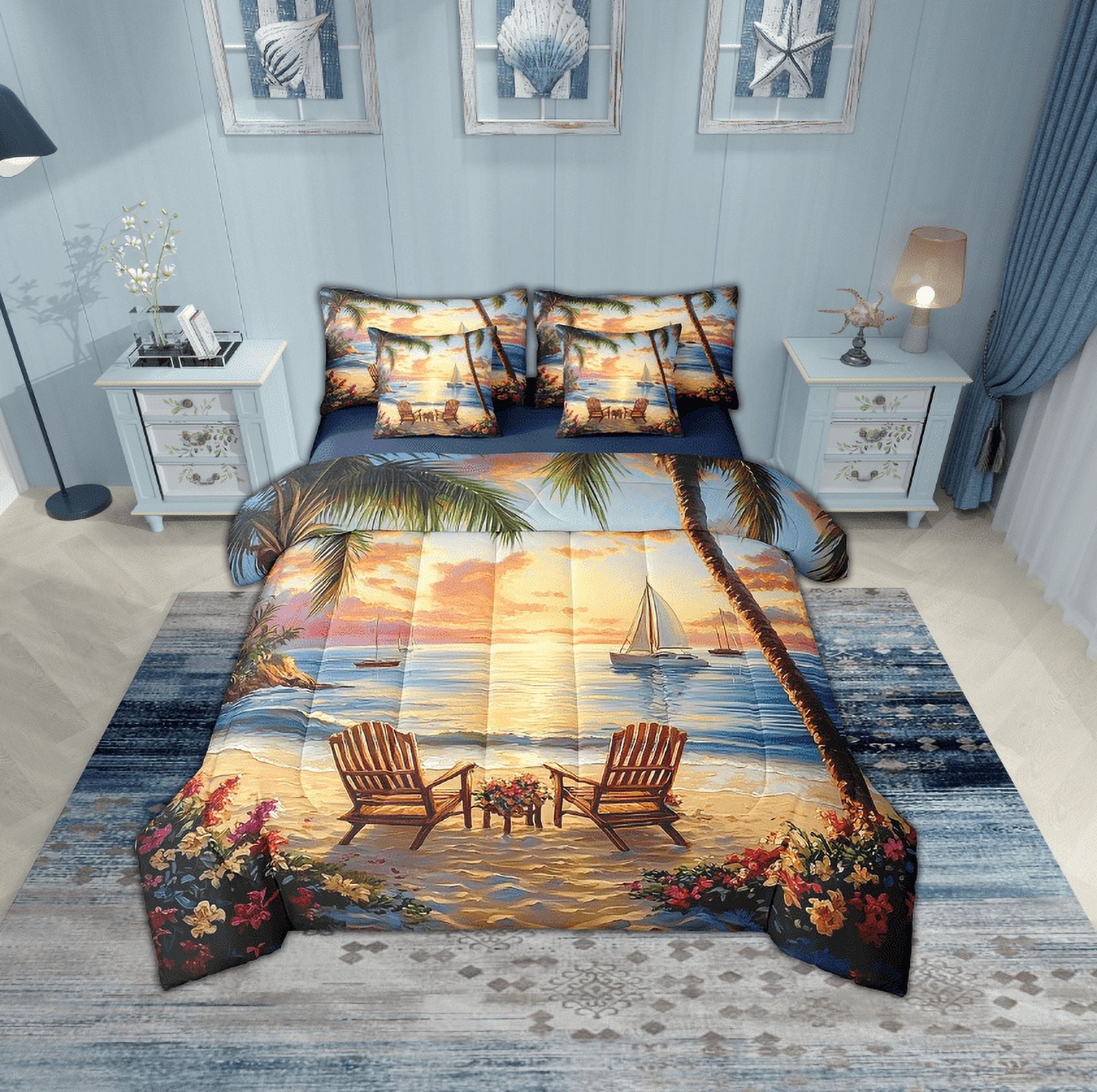 Erosebridal Hawaii Beach Bedding Twin Size, Summer Holiday Bed Set ...