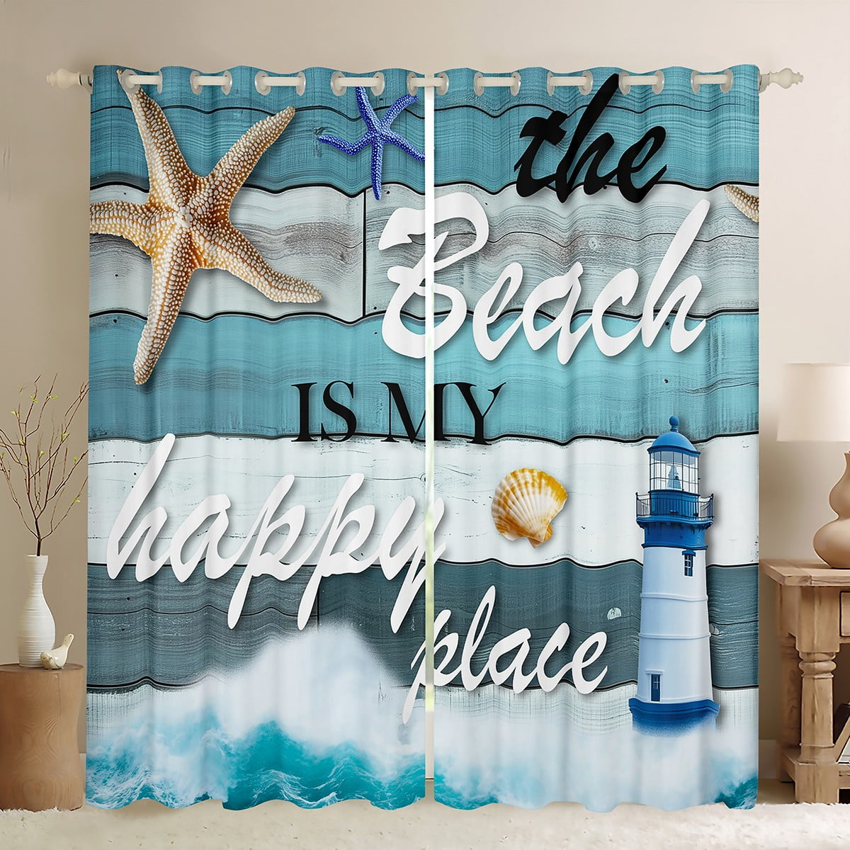 Erosebridal Hawaii Beach Theme Curtains and Drapes (42x63), Coastal ...