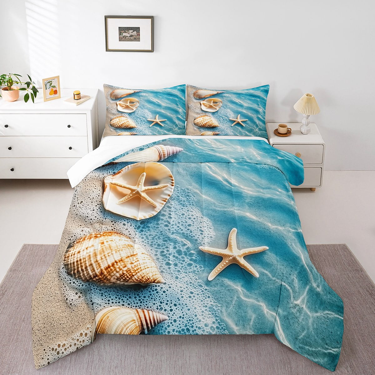 Erosebridal Hawaiian Beach Comforter Set Twin Size Starfish Seashell ...
