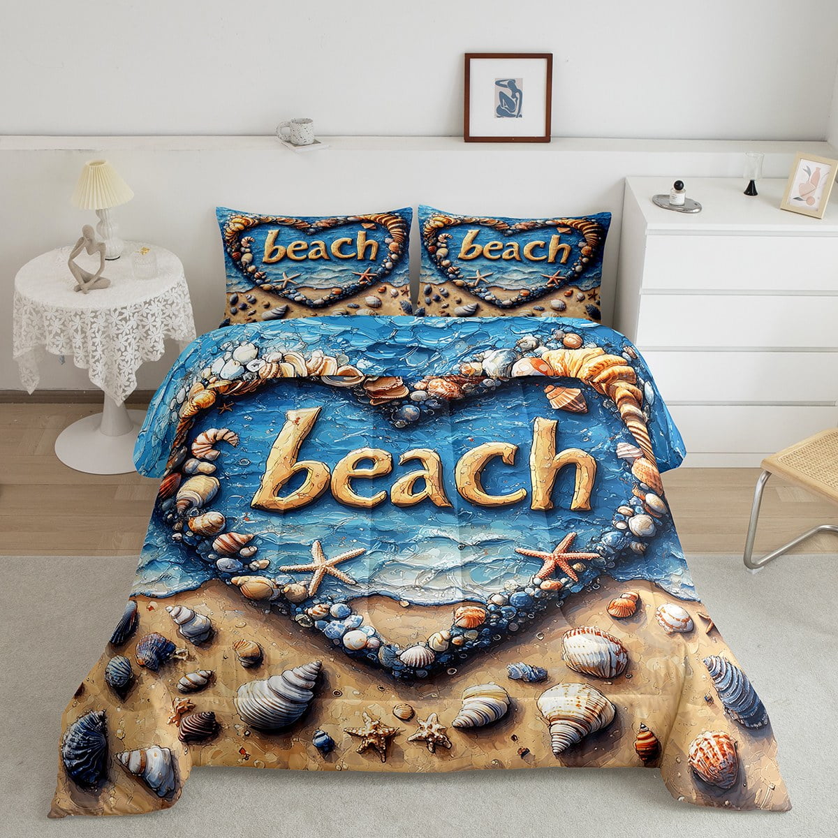 Erosebridal Hawaiian Beach Comforter Sets Queen Size, Conch Sea Shell ...