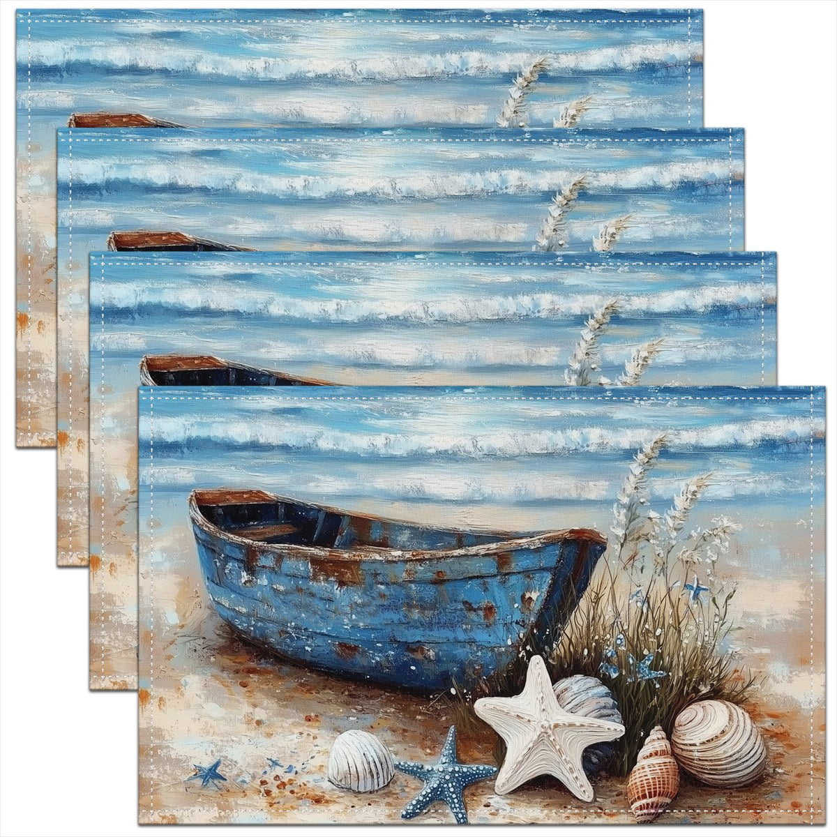 Erosebridal Hawaiian Beach Placemats Set of 4, Rustic Coastal Farmhouse ...