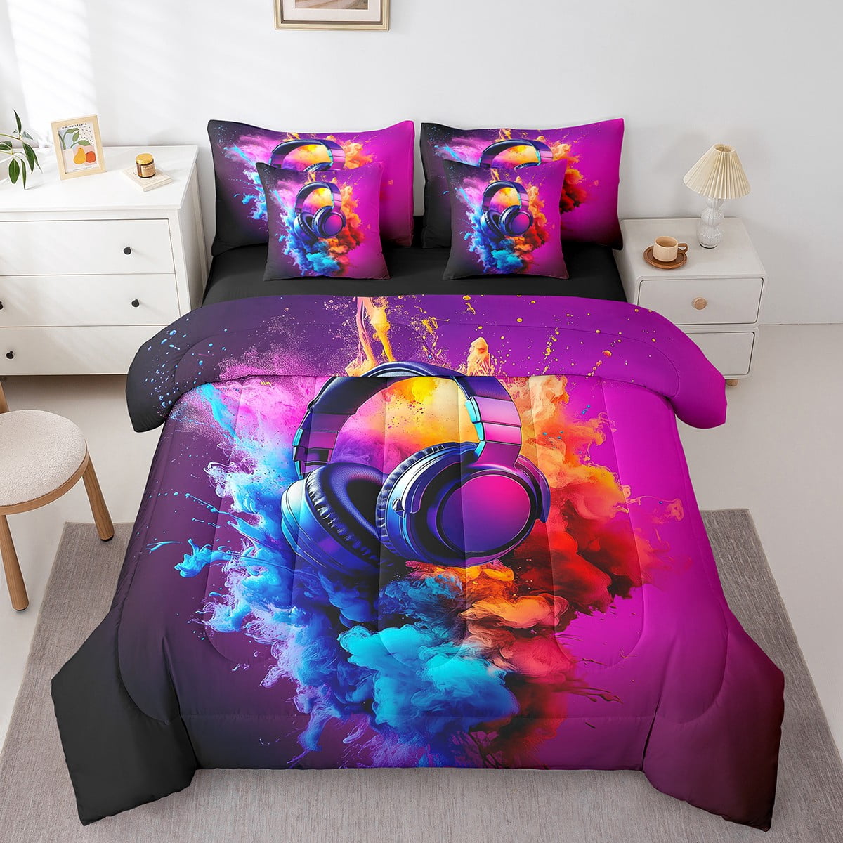 Erosebridal Headphones Bed in a Bag King size, Modern Gaming Bedding ...