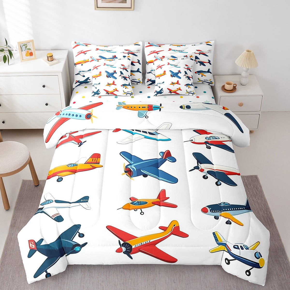 Erosebridal Helicopter Airplane Bedding Sets Full Size, Colorful Plane ...