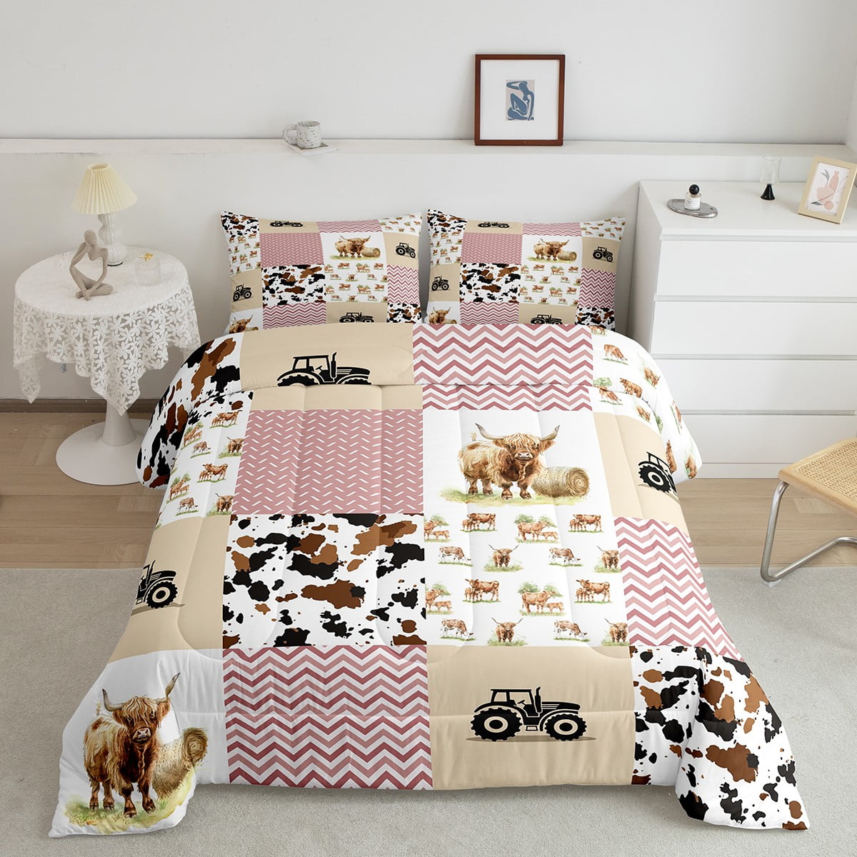 Erosebridal Highland Bull Bedding Sets with Comforter, Cute Cow Print ...