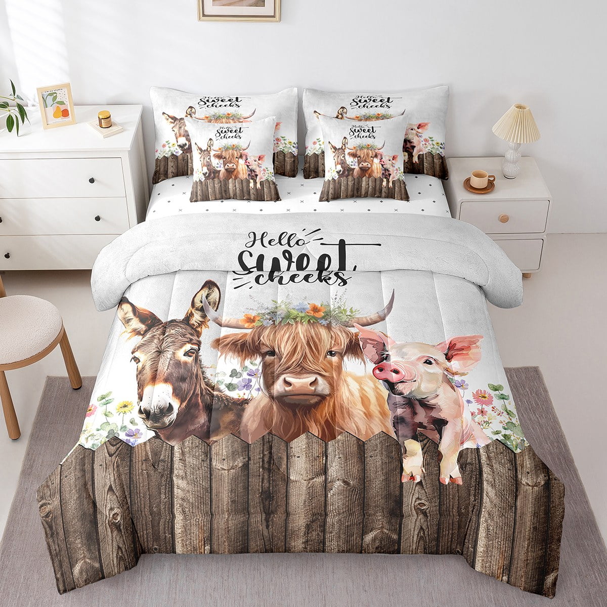 Erosebridal Highland Bull Bedding Twin Size, Donkey Pig Bedding Sets ...