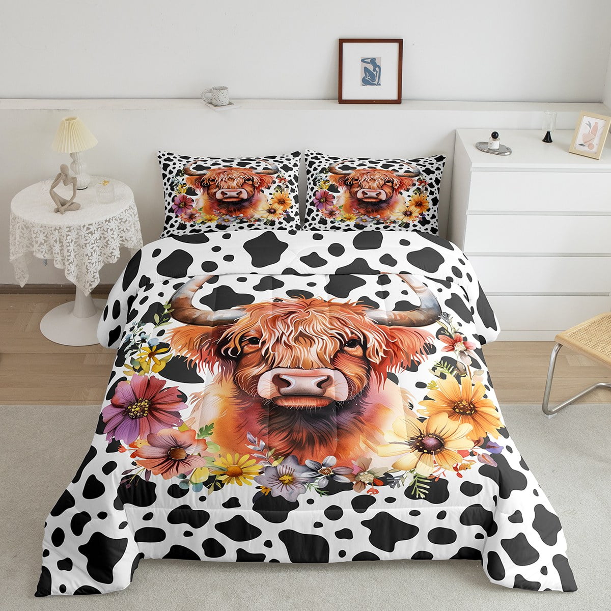 Erosebridal Highland Cattle Bedding Sets Full with Comforter, Rustic ...