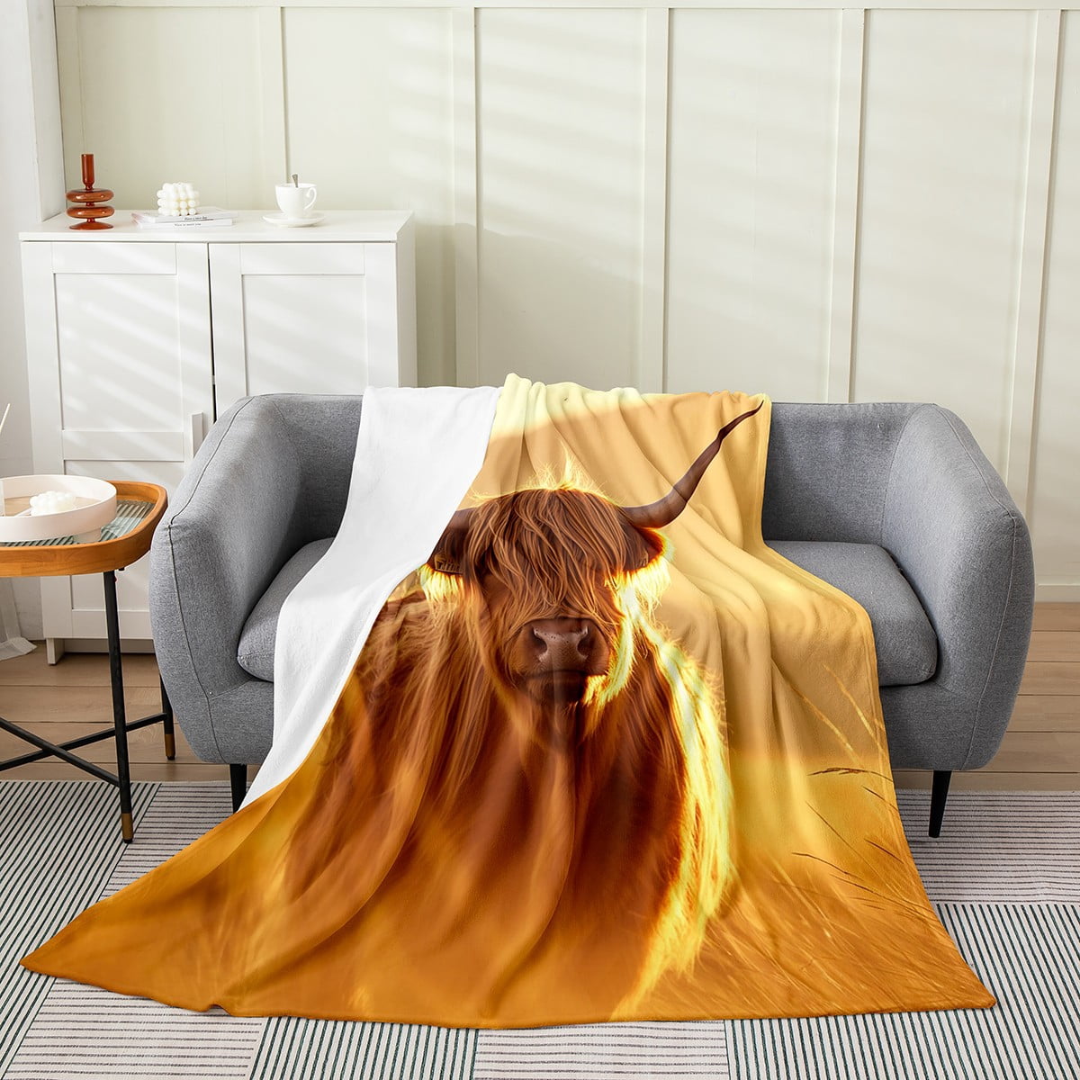 Erosebridal Highland Cattle Blanket Throw 50"x60" Highland Cow Plush ...