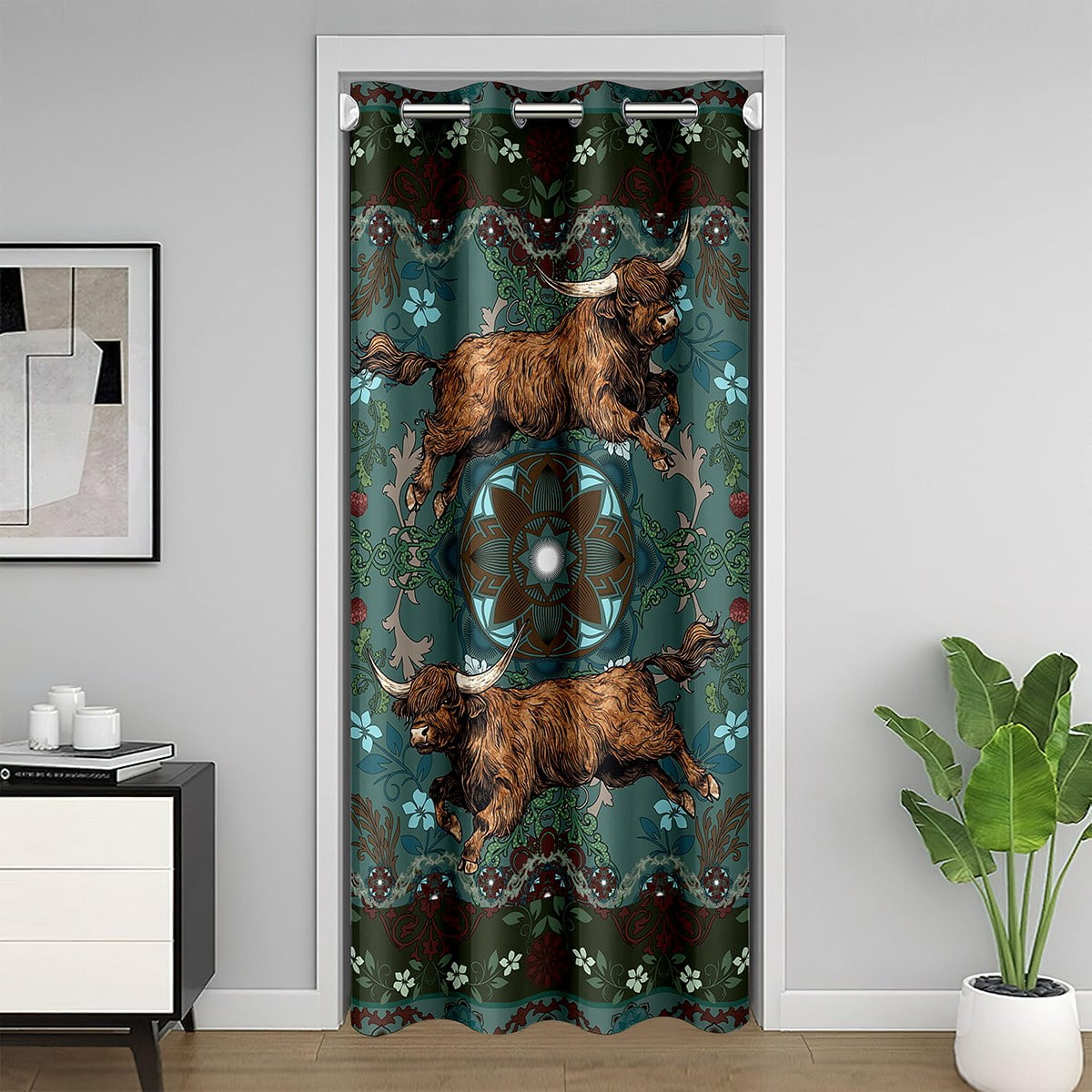 Erosebridal Highland Cattle Door Curtain For Door Window 59x80,Exotic ...