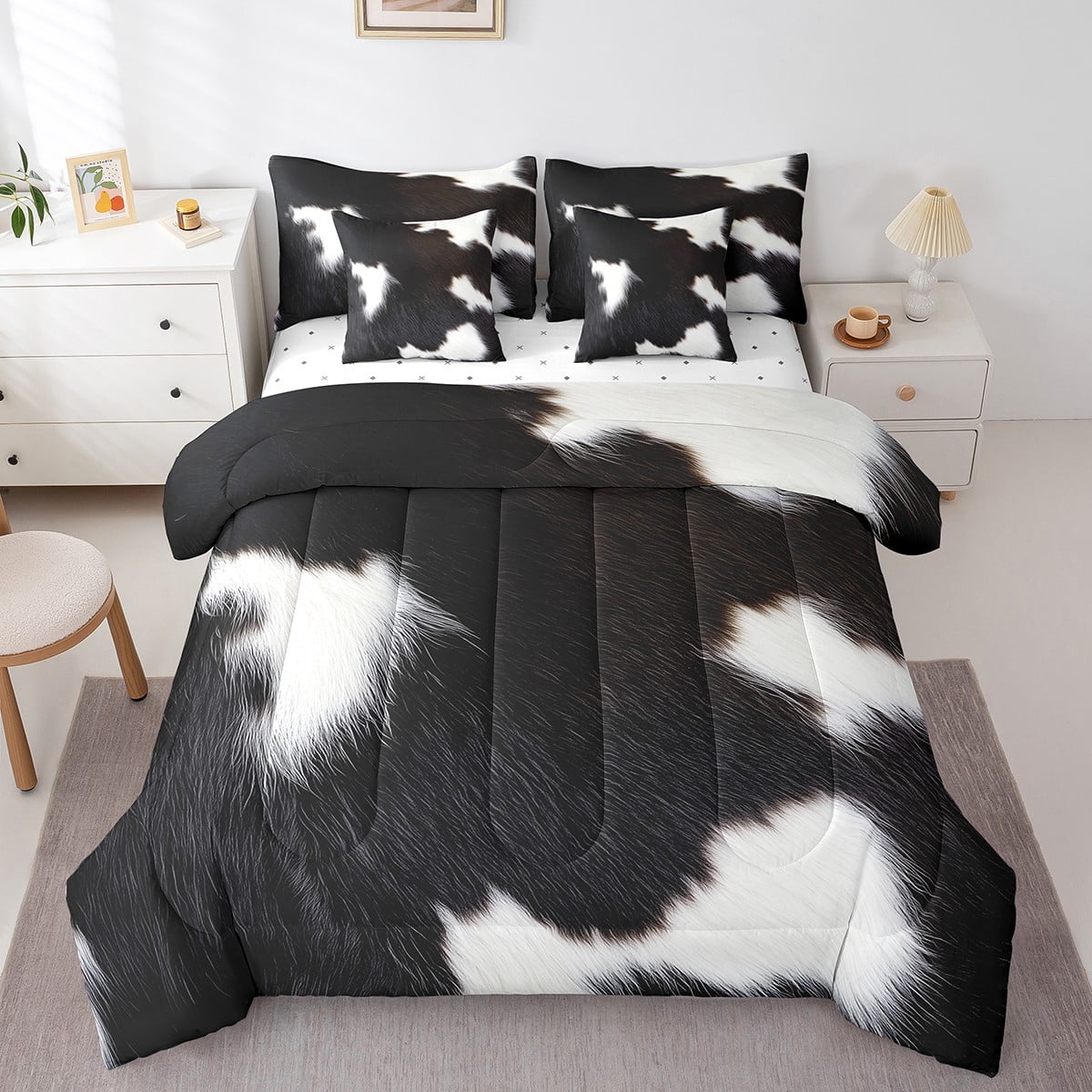 Erosebridal Highland Cow Bed in a Bag Queen size, Rustic Farmhouse Bed Set, Cow Print Decor ...