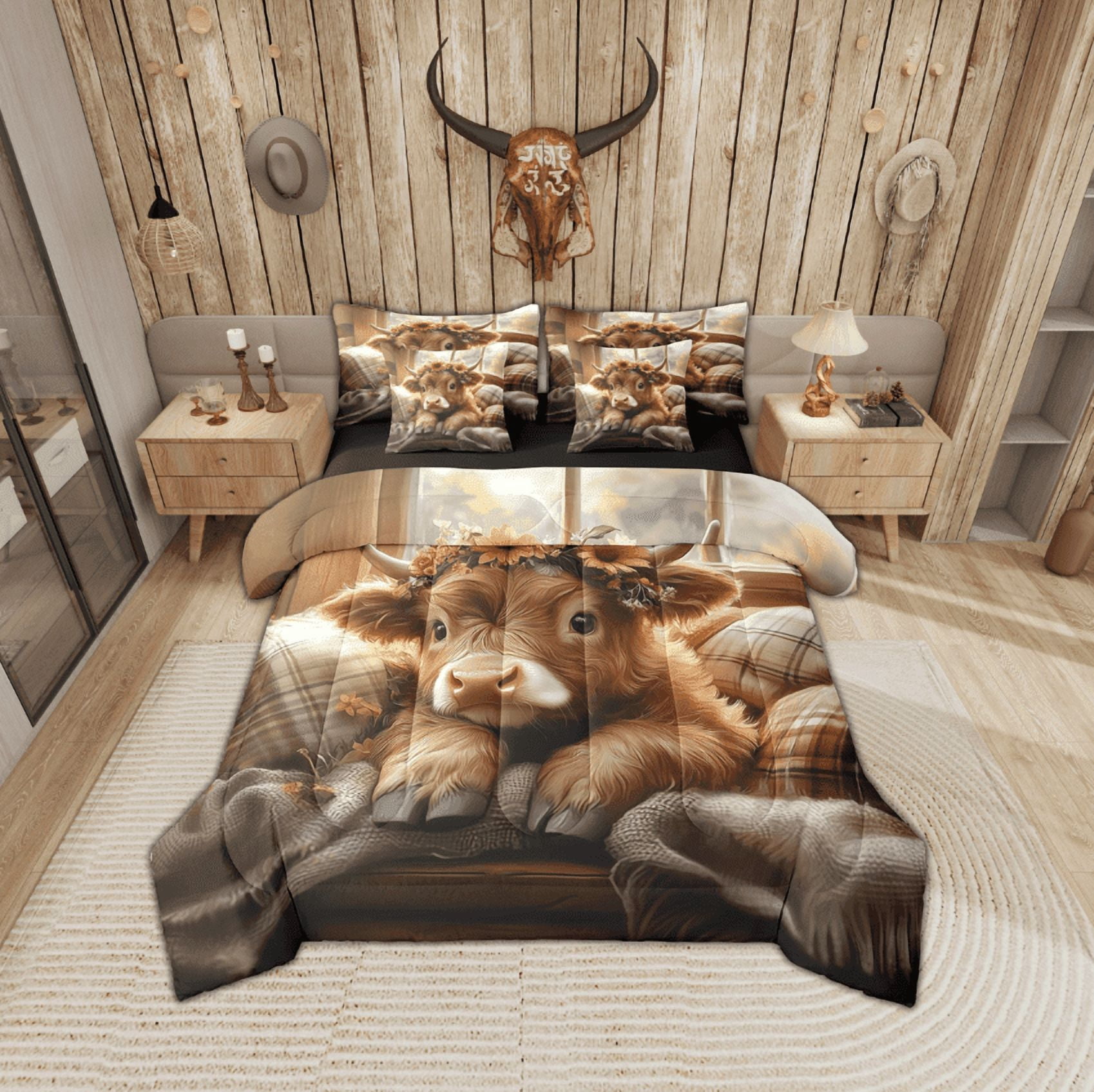 Erosebridal Highland Cow Bed in a Bag Twin Size, Western Cowboy Cowgirl ...