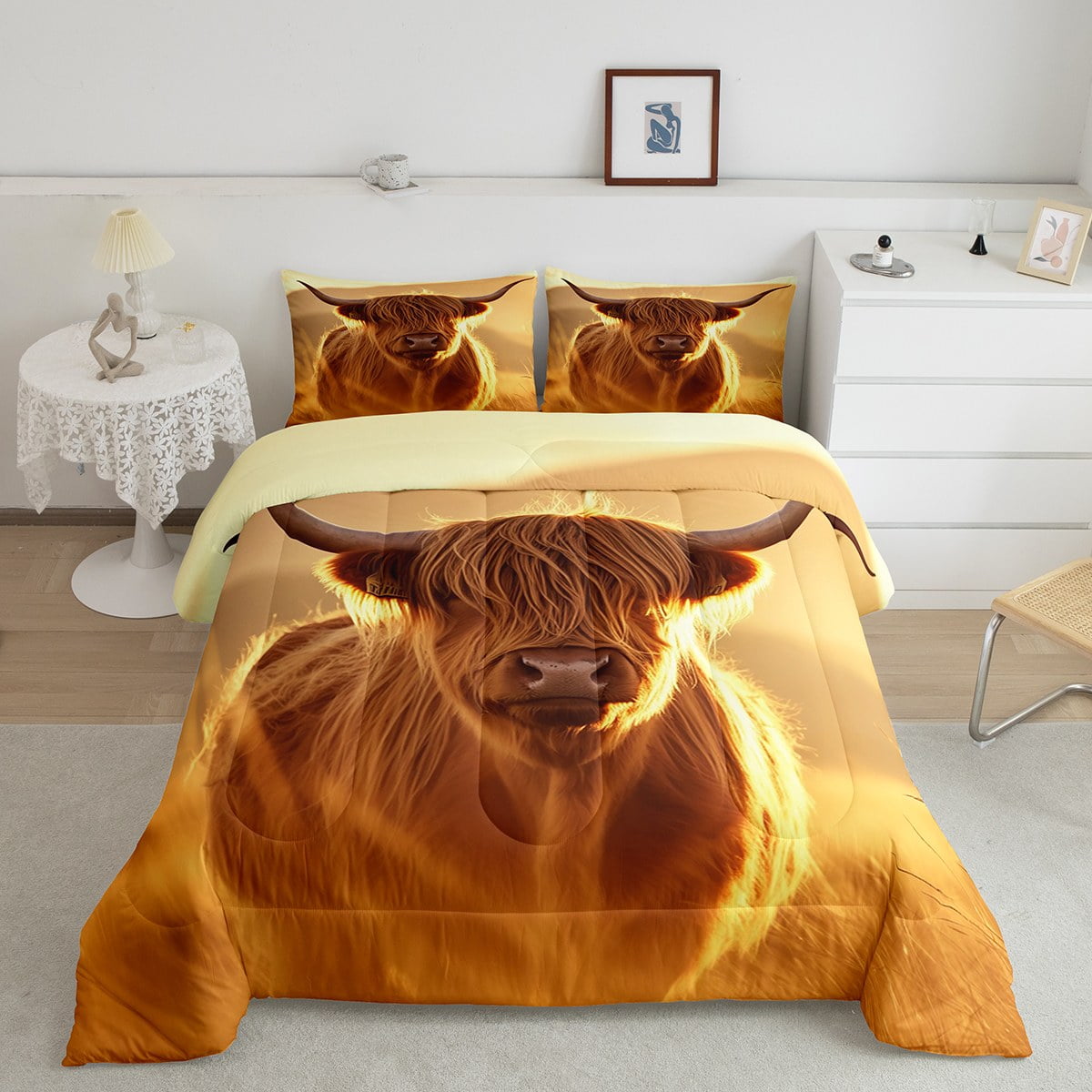 Erosebridal Highland Cow Bedding Set Full Size, Highland Cattle Comforter Set Animal Comforter ...