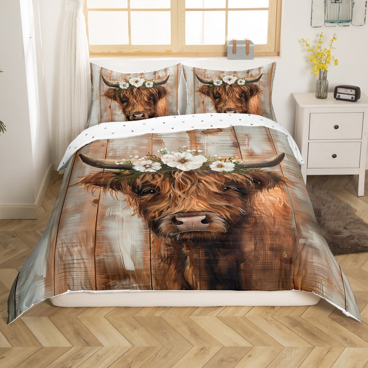 Erosebridal Highland Cow Bedding Set Twin Size Highland Cattle ...
