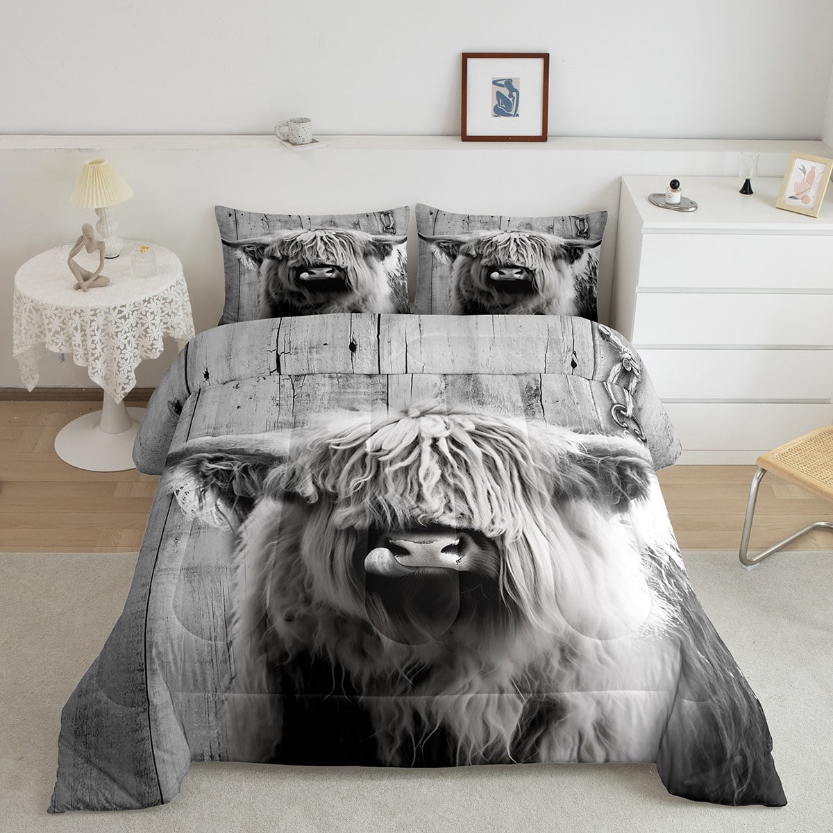 Erosebridal Highland Cow Bedding Sets Full with Comforter, Rustic Animal Duvet Insert ...