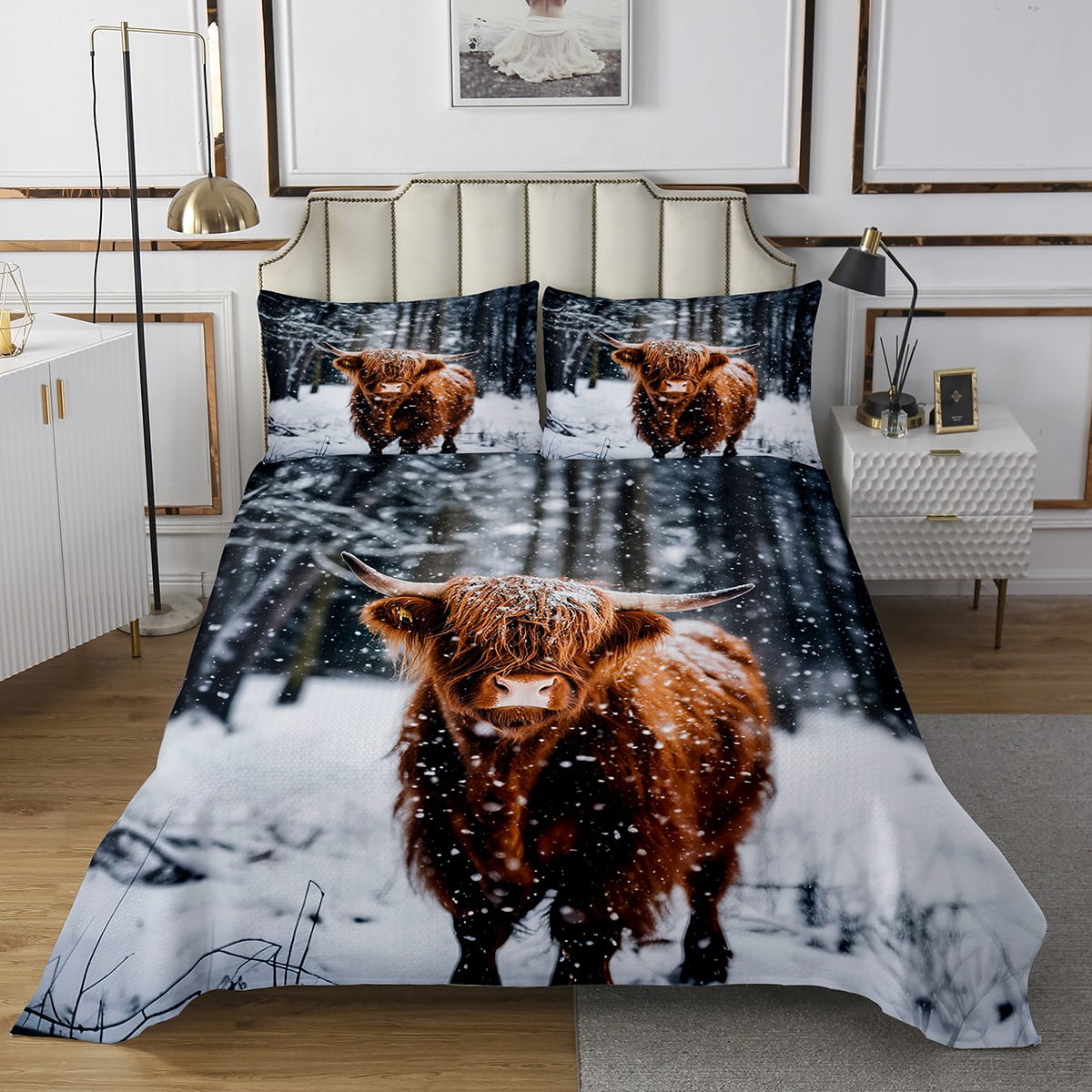 Erosebridal Highland Cow Bedspread King Size, Highland Cattle Coverlet ...