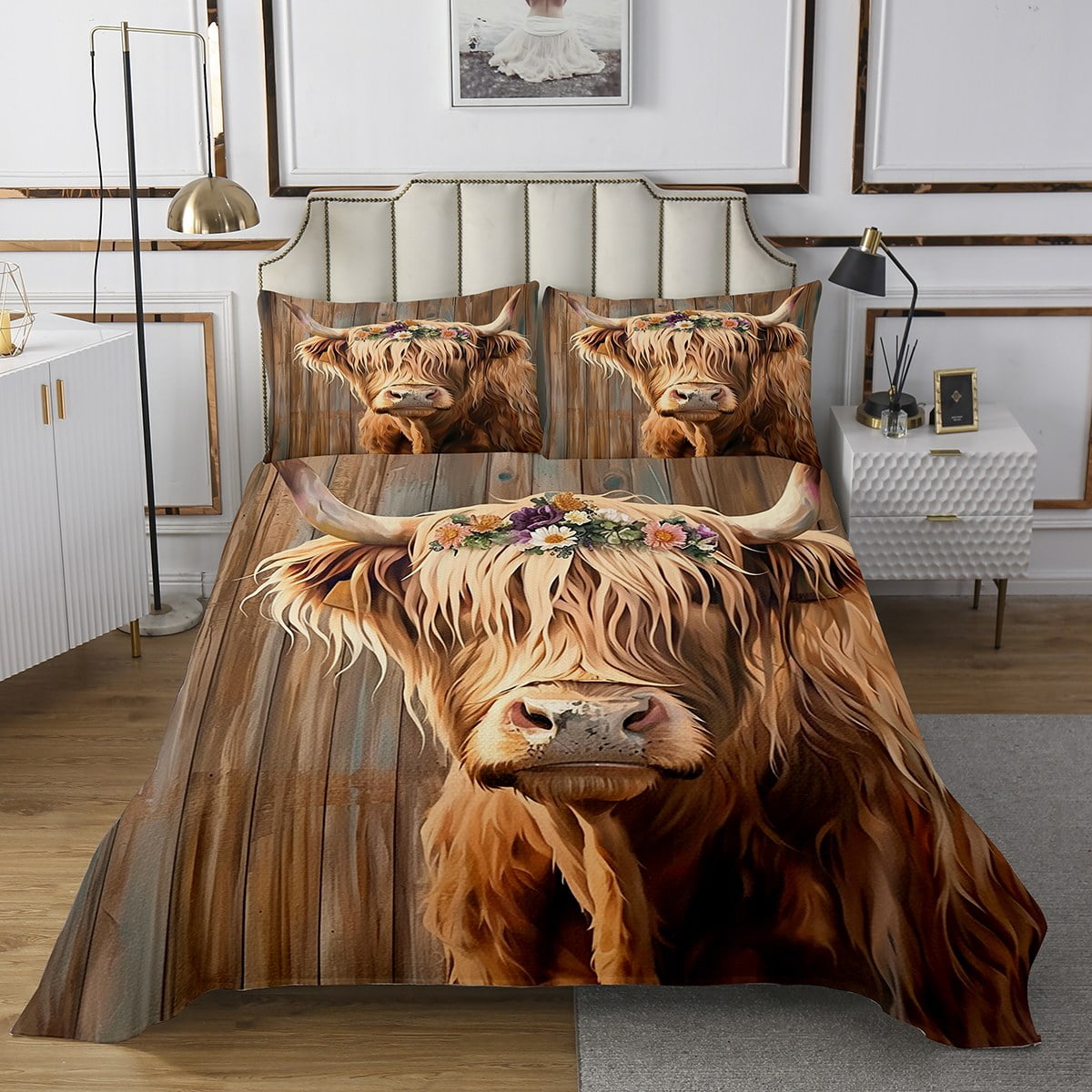 Erosebridal Highland Cow Bedspread Sets Twin Size, Rustic Farmhouse Bed ...