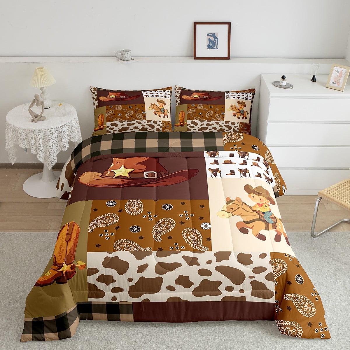 Erosebridal Highland Cow Comforter Set Queen Size Western Decor ...
