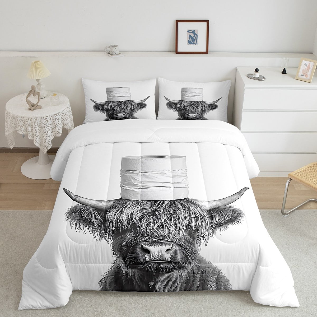 Erosebridal Highland Cow Comforter Sets , Rustic Animal Comforters & Duvets, Farmhouse ...