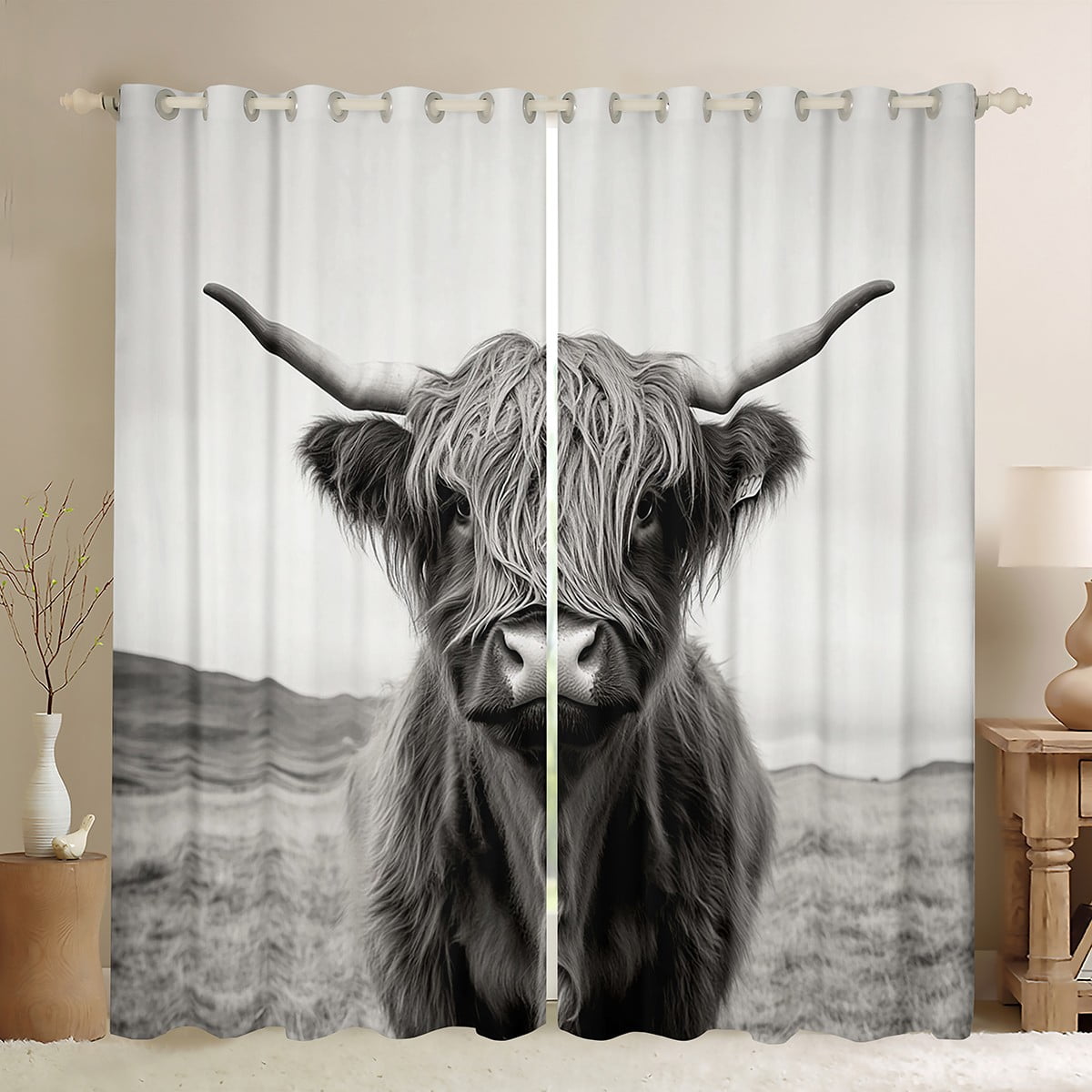 Erosebridal Highland Cow Darkening Drapes Highland Cattle Window ...