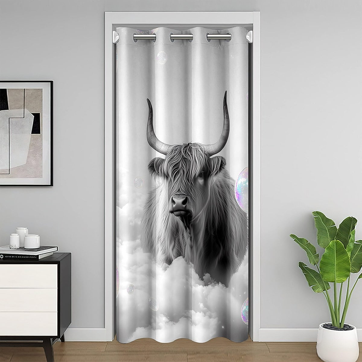 Erosebridal Highland Cow Door Curtain For Door Window 80"x34",Farmhouse ...