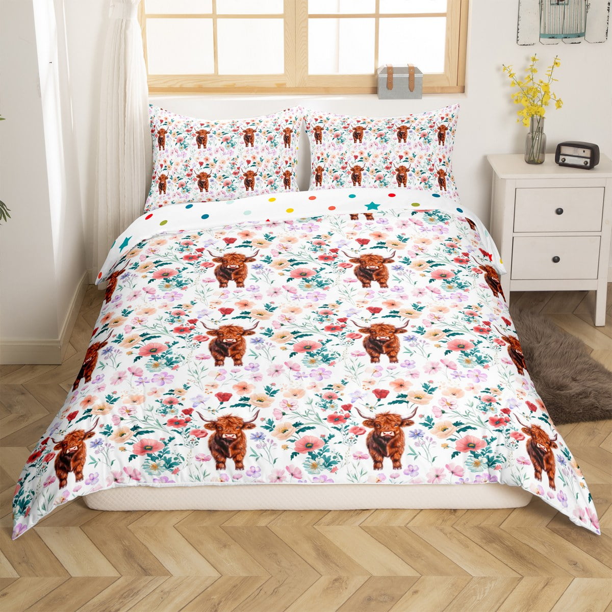 Erosebridal Highland Cow Duvet Cover Twin, Western Cowboy Bedding Twin Size, Farm Animal Theme ...