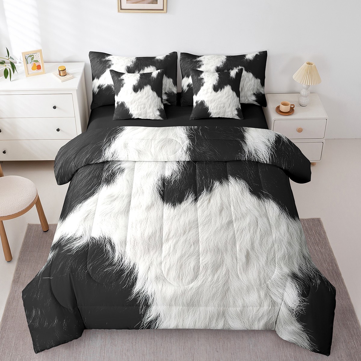 Erosebridal Highland Cow Print Bed in a Bag Full size, Animal Bedding ...