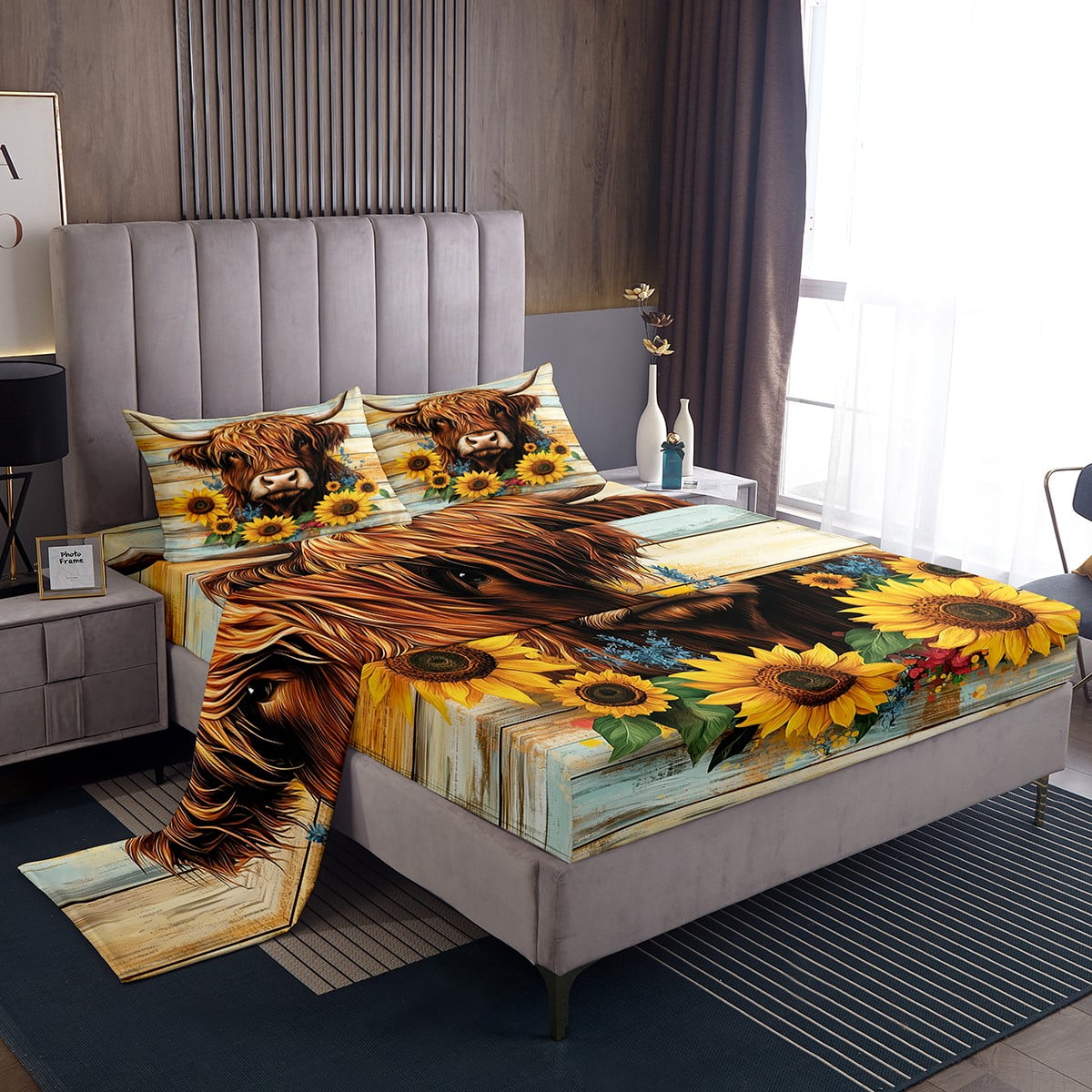 Erosebridal Highland Cow Sheet Set Full Size Highland Cattle Sheets ...