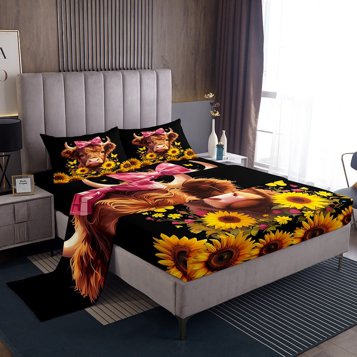 Erosebridal Highland Cow Sheet Set King Size Highland Cattle Sheets ...