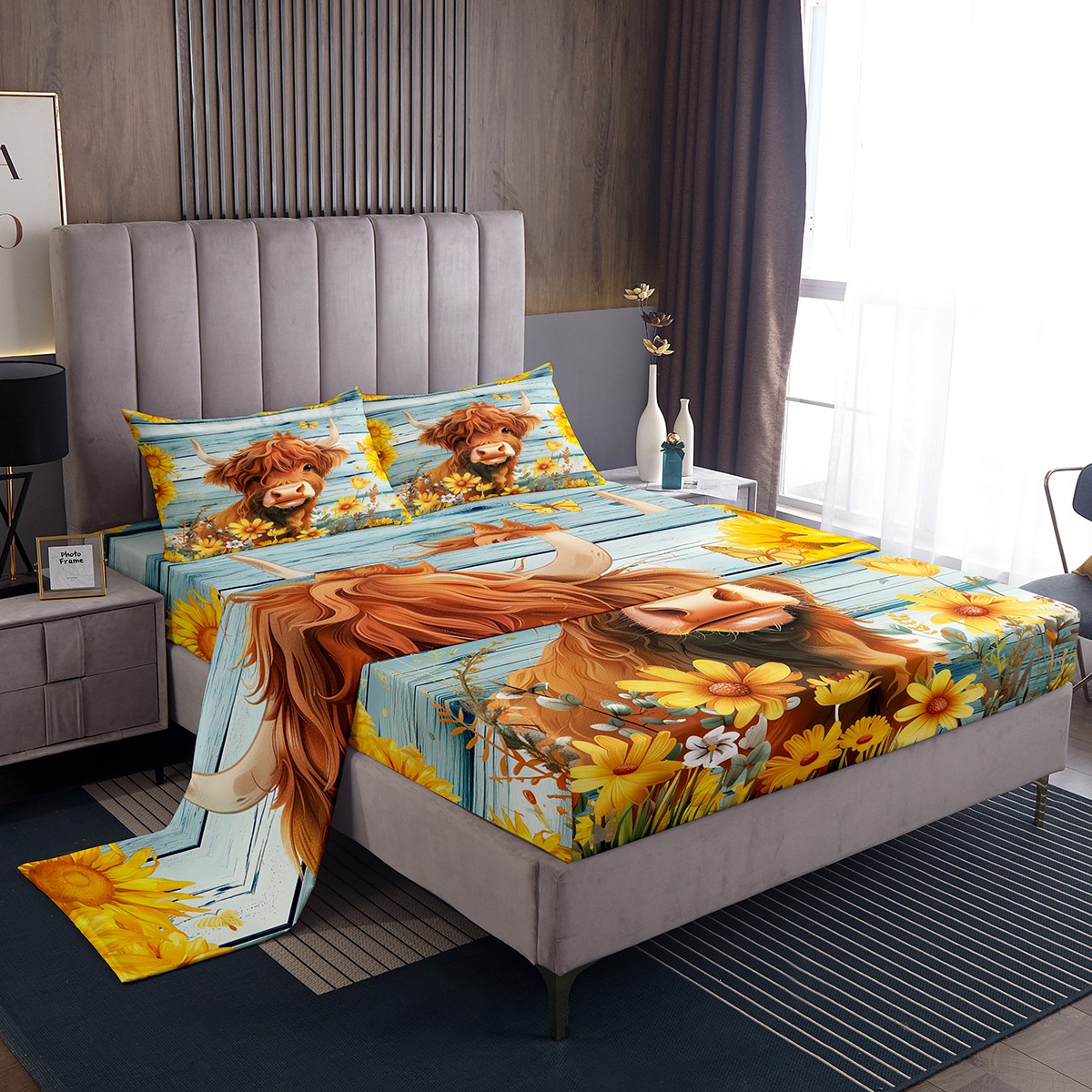 Erosebridal Highland Cow Sheet Set Twin Size Highland Cattle Sheets ...