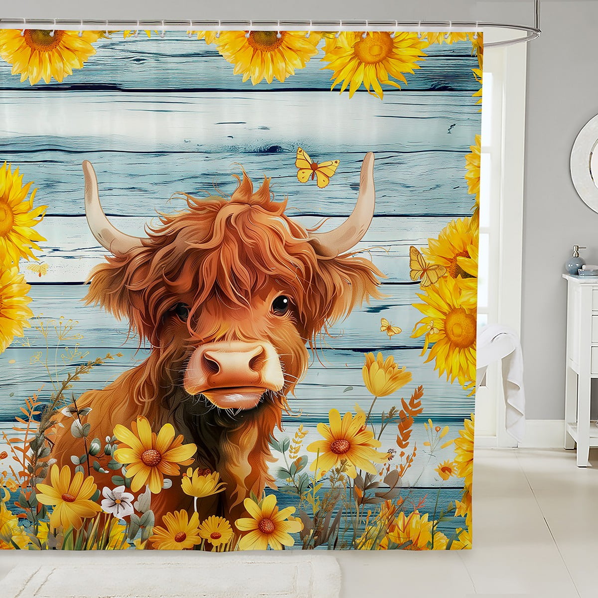 Erosebridal Highland Cow Shower Curtain 72"x72" Highland Cattle ...