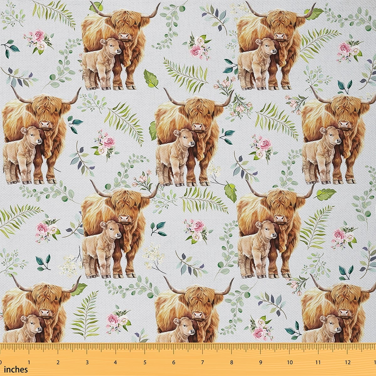 Erosebridal Highland Cow Upholstery Fabric,Bull Cattle Quilt Fabric ...