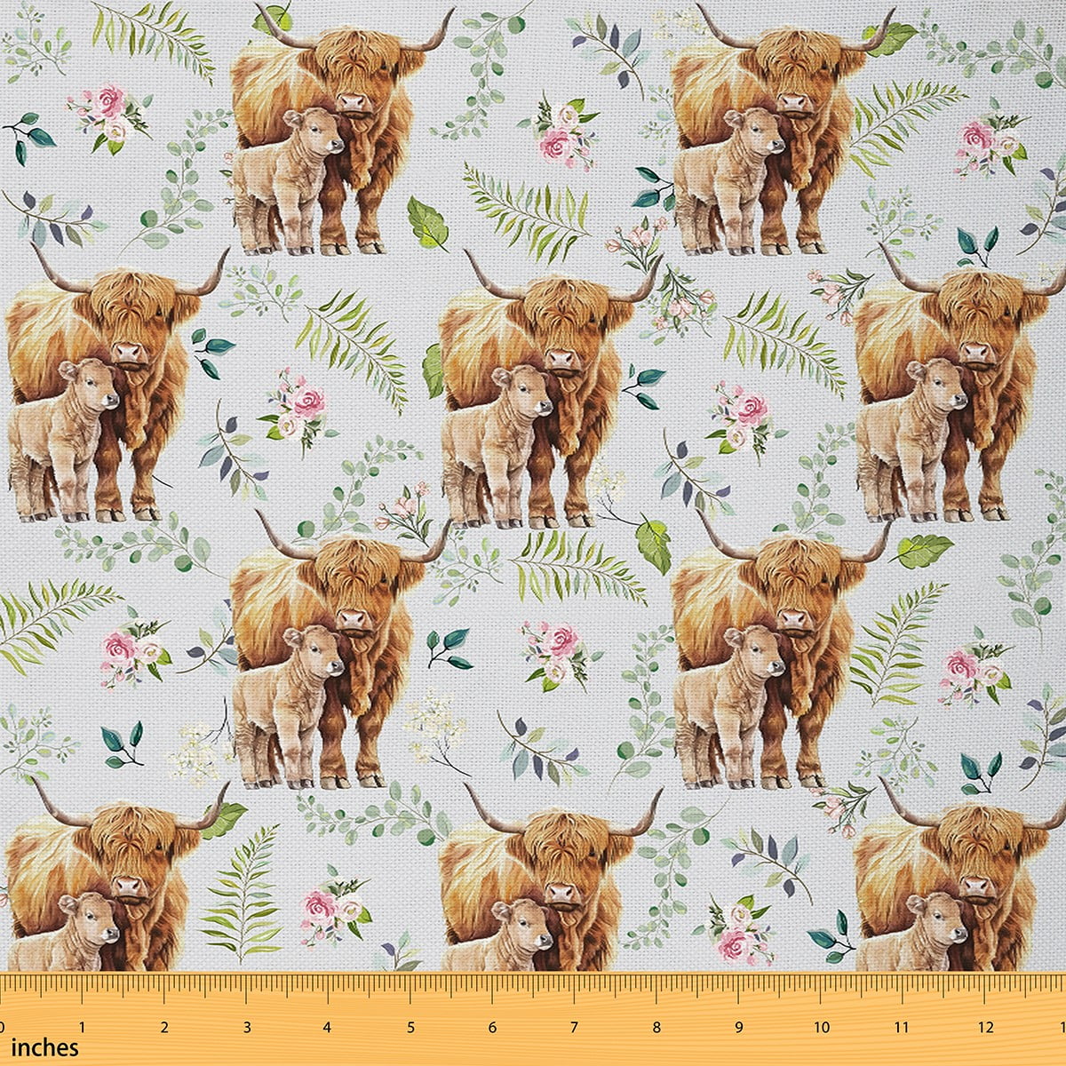 Erosebridal Highland Cow Upholstery Fabric,Bull Cattle Quilt Fabric ...