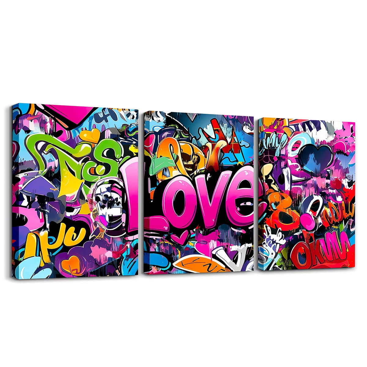 Erosebridal Hippie Graffiti Canvas Wall Art Living Room, Love Print ...