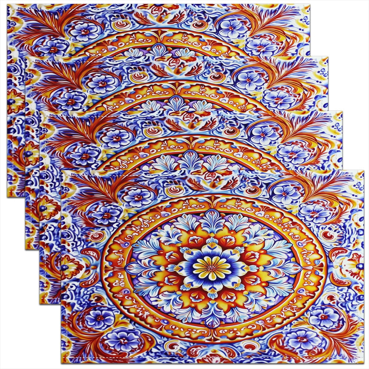 Erosebridal Hippie Paisley Placemats Set of 4,Bohemian Mandala ...