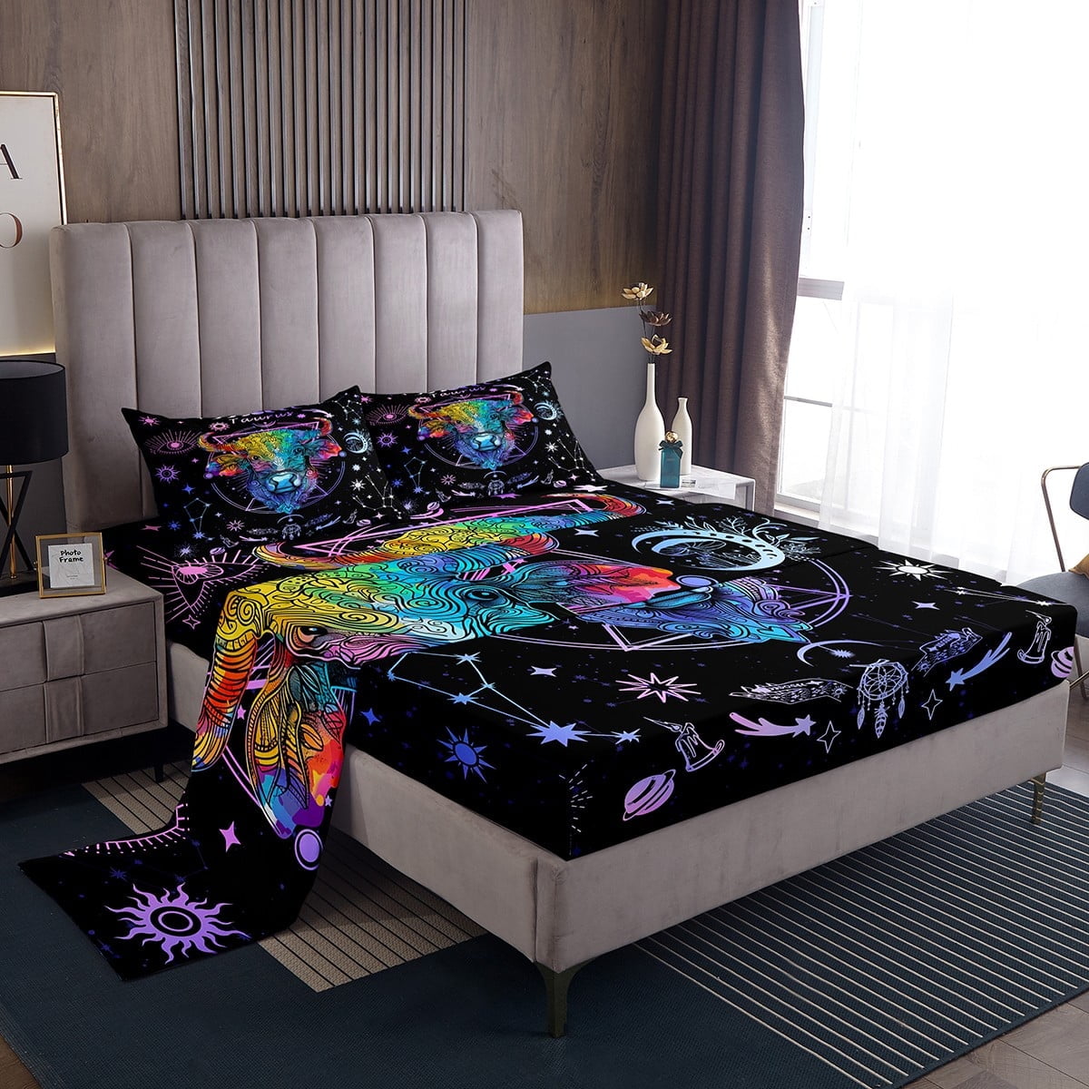 Erosebridal Hippie Taurus Twin Sheet Sets, Trippy Astrology Bedding ...