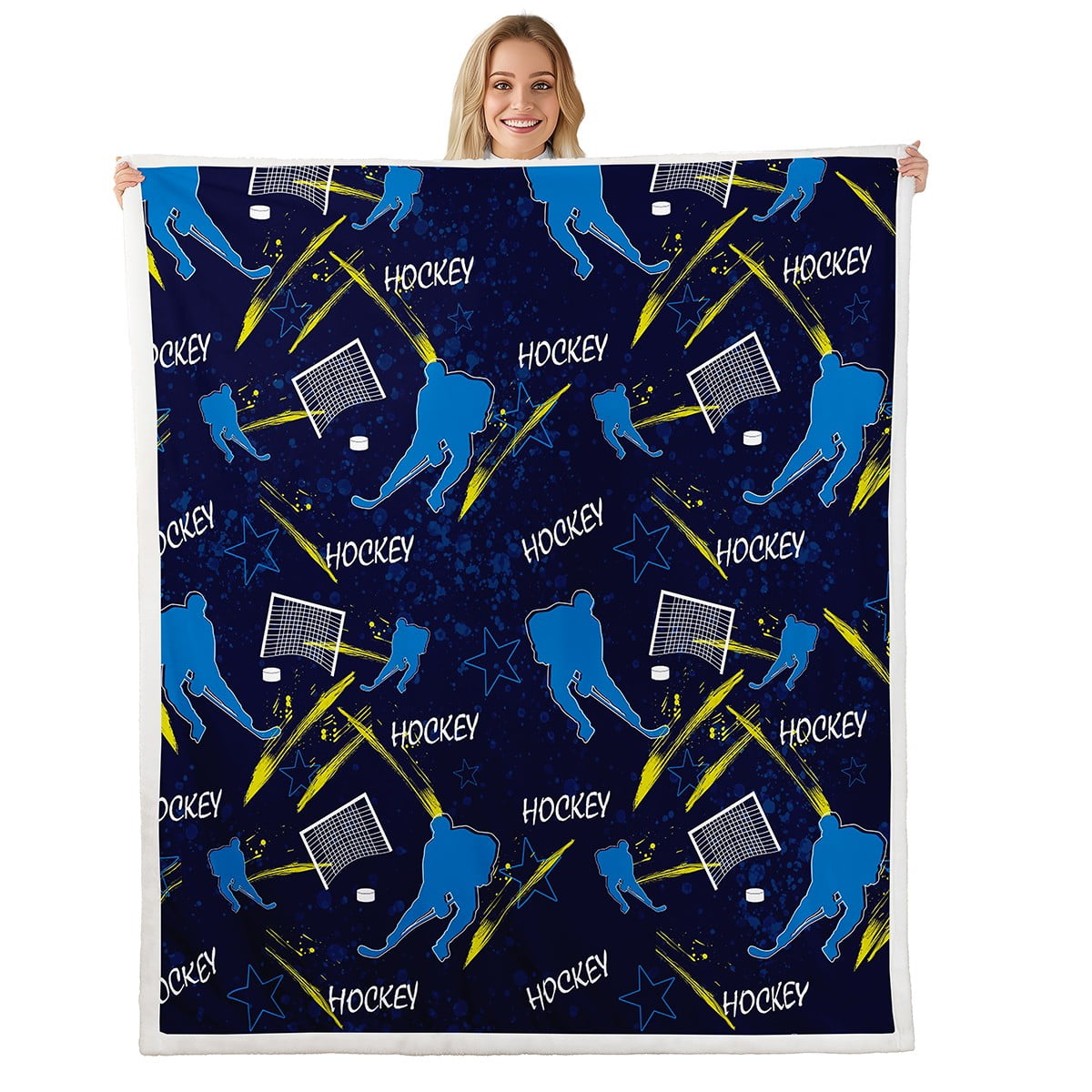 Erosebridal Hockey Theme Fleece Blanket 60x80, Teens Sports Sherpa ...