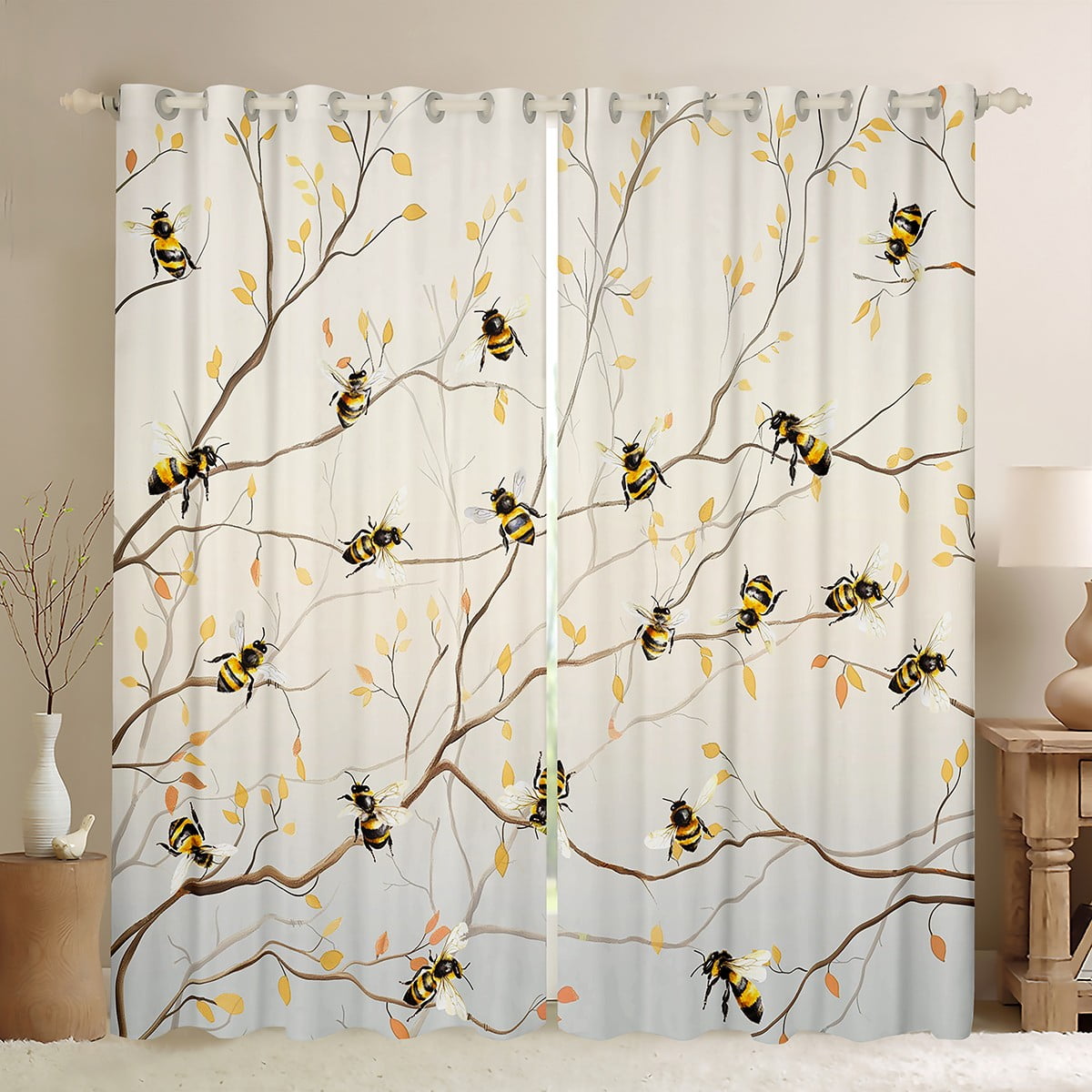 Erosebridal Honey Bee Curtains for Living Room (42x84), Cute Animals 30 ...