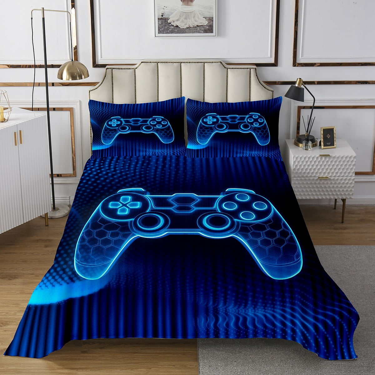 Erosebridal Honeycomb Gamepad Coverlet Set King, Gaming Lover Bedding ...