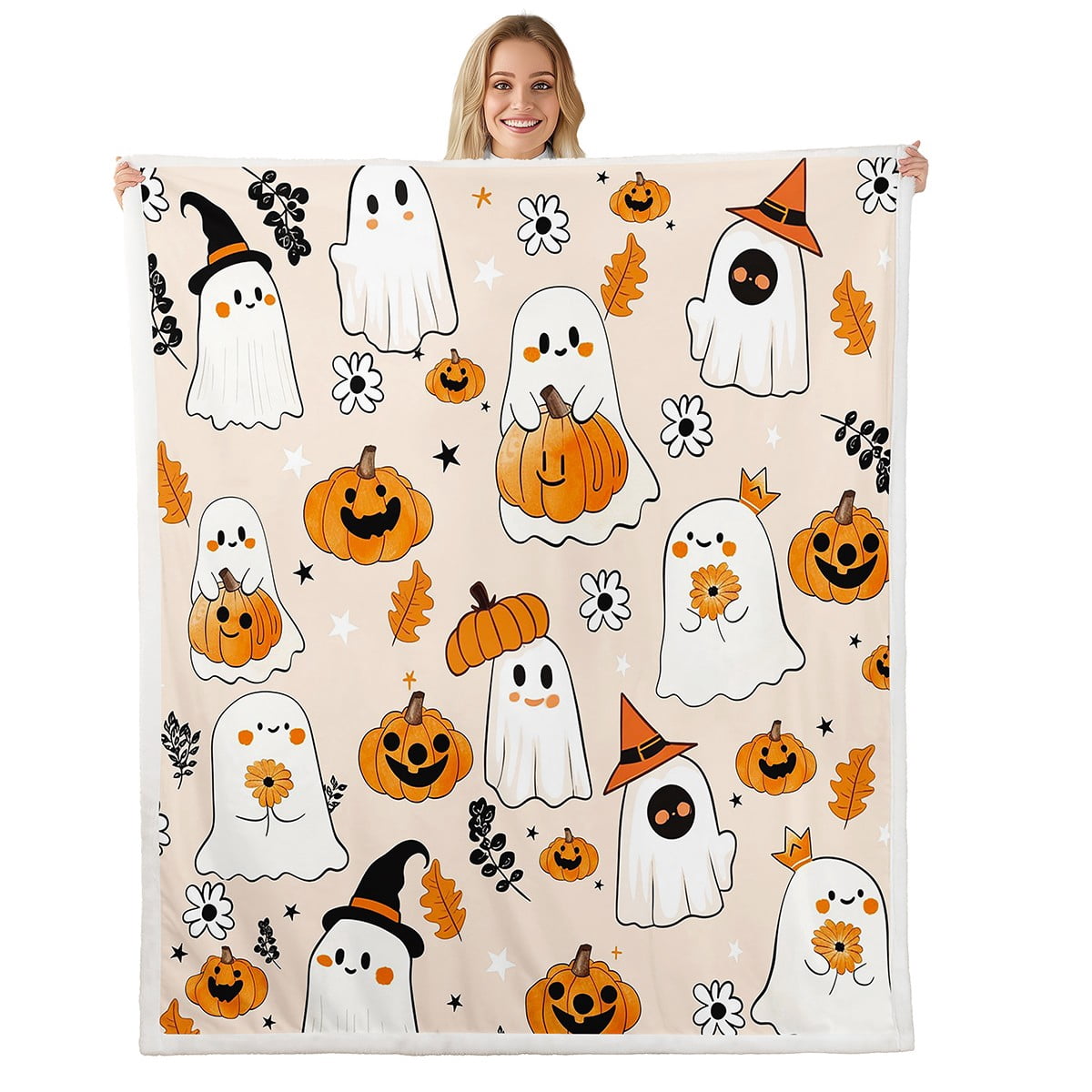 Erosebridal Horror Pumpkin Fleece Blanket, Wheat Throw Blanket for ...