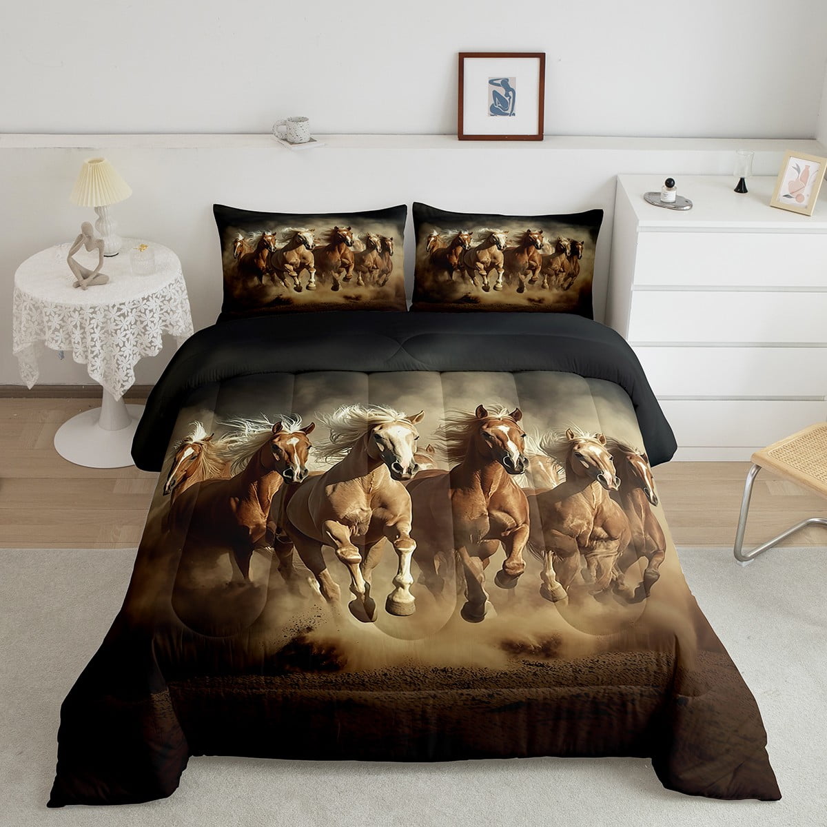 Erosebridal Horse Bedding Set Queen Size, Galloping Horse Comforter ...