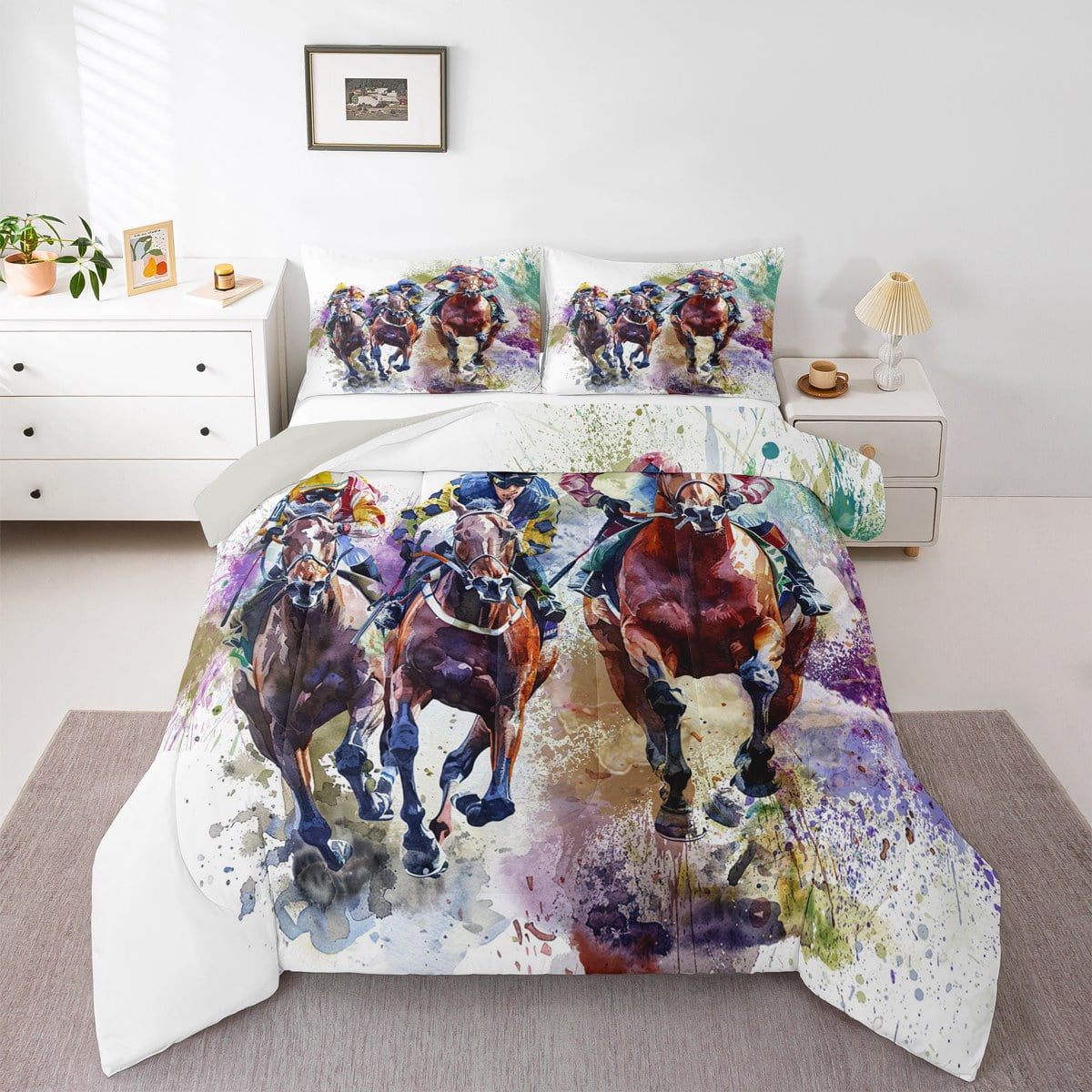 Erosebridal Horse Racing Bedding Full Comforter Set,Extreme Sports Down ...
