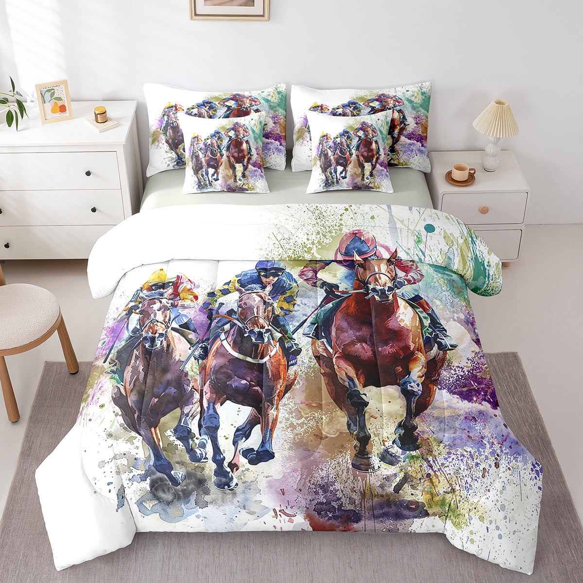 Erosebridal Horse Racing Bedding Twin Size,Extreme Sports Comforter ...