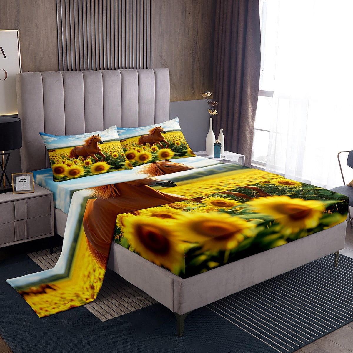 Erosebridal Horse Sheet Set Twin Size, Galloping Horse Sheets with Deep ...