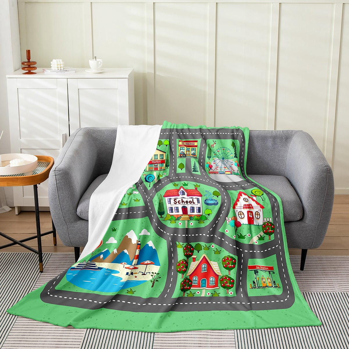 Erosebridal House Street Throw Blanket for Couch, Traffic Lines Plush ...