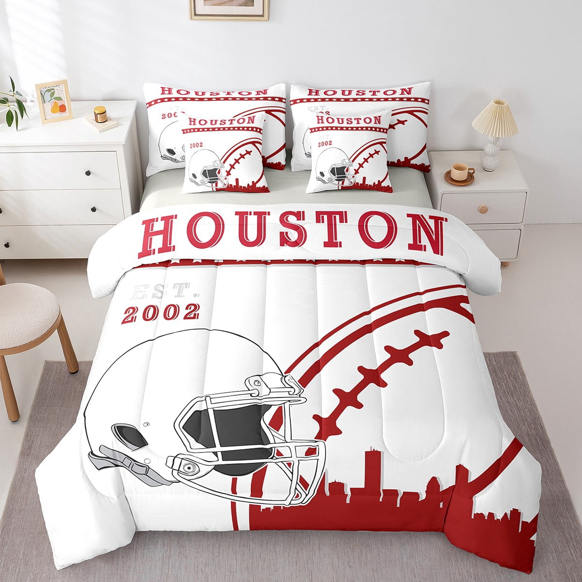 Erosebridal Houston Bedding Queen Size,Football City Silhouette ...