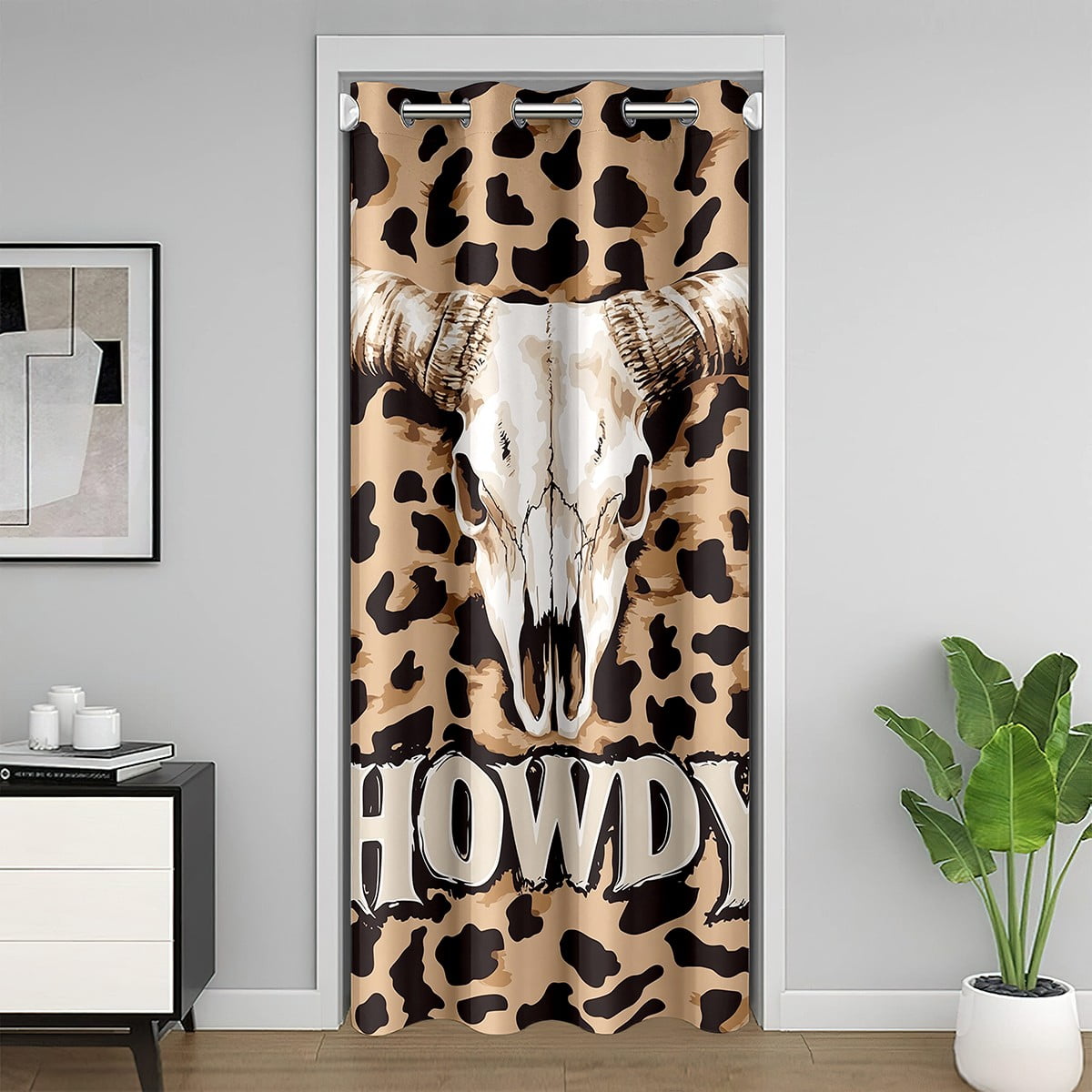 Erosebridal Howdy Bull Skull Skeleton Door Curtain Panel 59x80, Brown ...